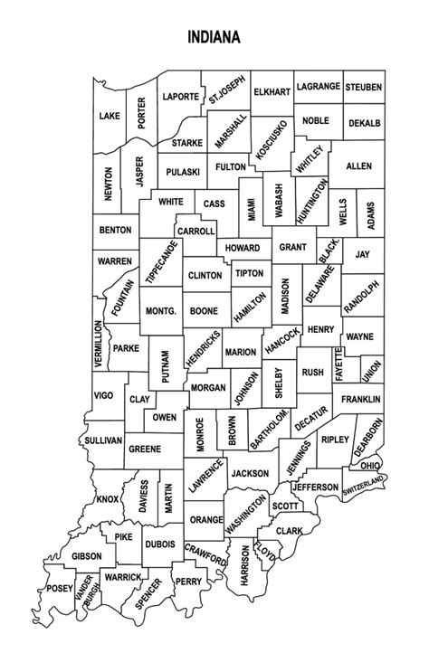Indiana County Map Editable And Printable State County Maps