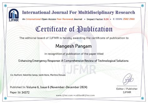 Mangesh Pangam On Linkedin Research Emergencyresponse Technologyinaction Ijfmr