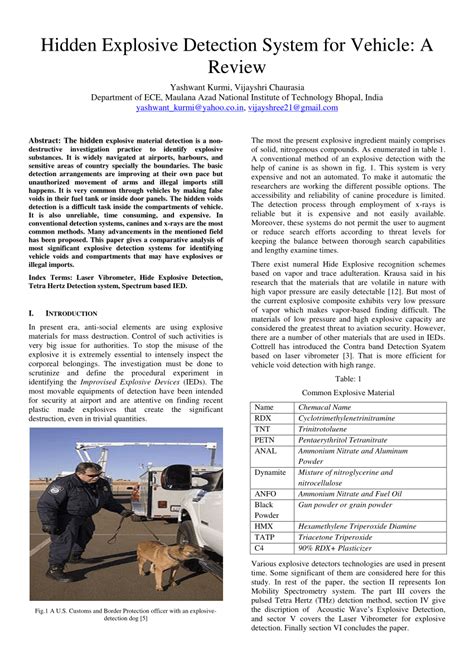 Pdf Hidden Explosive Detection System For Vehicle A Review