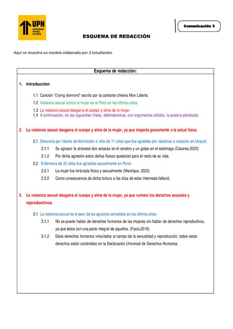 Modelo De Esquema Numérico Esquema De Redacci”n Aquí Se Muestra Un Modelo Elaborado Por 2