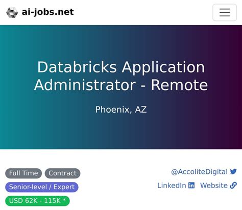 Hiring Databricks Application Administrator Remote In Phoenix Az Raimljobs