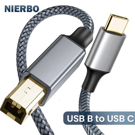 Nierbo Usb B To Usb C Printer Cable Type C Printer Cord Nylon Braided