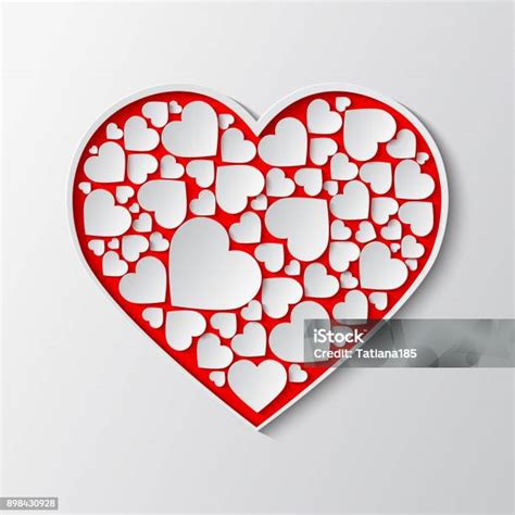 흰색 프레임 및 많은 작은 흰색 하트 심장 잘라 벡터 빨간 종이 14에 대한 스톡 벡터 아트 및 기타 이미지 14 2월