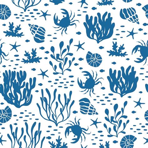 Premium Vector Coral Reef Drawn Seamless Pattern Ocean Corals