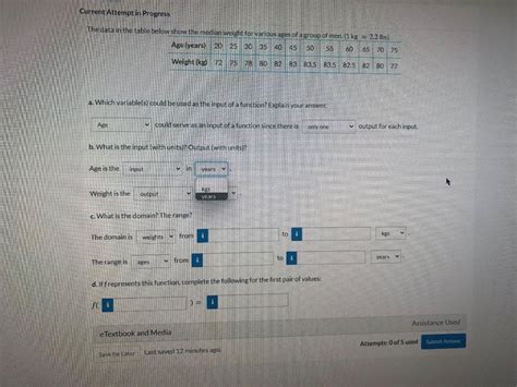 solved the data in the table below show the median weight