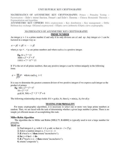 Unit3 Notes Pdf Prime Number Cryptography