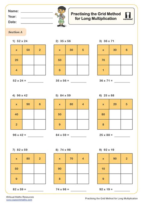 Grid Method Multiplication Example Free Teaching Resources