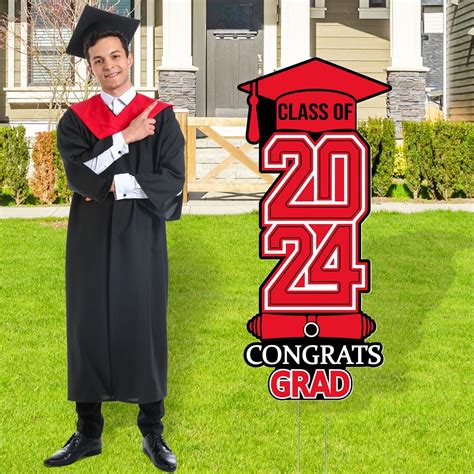 2024 graduation yard sign decorations blue gold congrats grad class of 2024 lawn