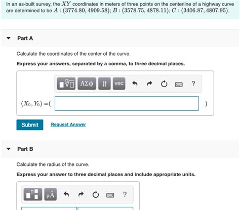 Solved In An As Built Survey The Xy Coordinates In Meters