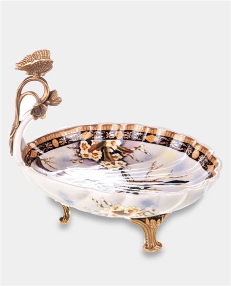 Porcelain Bowl With A Butterfly On A Bronze Flower A T For Grandma