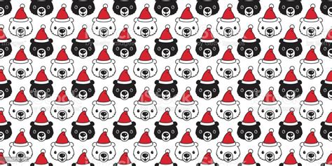 곰 원활한 패턴 크리스마스 벡터 산타 클로스 모자 스카프 고립 반복 벽지 테디 만화 타일 배경 일러스트 낙서 디자인 0명에 대한 스톡 벡터 아트 및 기타 이미지 Istock