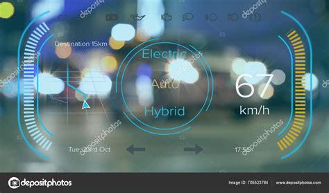 Image Electric Car Speedometer Data Processing City Global Electric Car