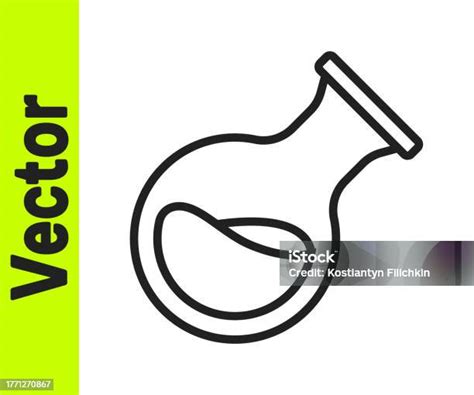 검은 선 테스트 튜브 와 플라스크 화학 실험실 테스트 아이콘 흰색 배경에 격리 실험실 유리 제품 기호 벡터 3차원 형태에 대한