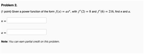 solved 1 point given a power function of the form