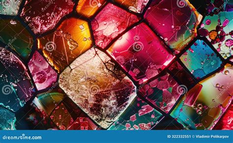 A Detailed View Of A Stained Glass Surface With Intricate Designs And