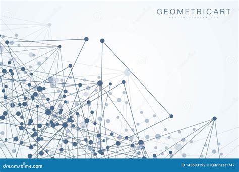 Geometric Abstract Background With Connected Line And Dots Structure Molecule And Communication