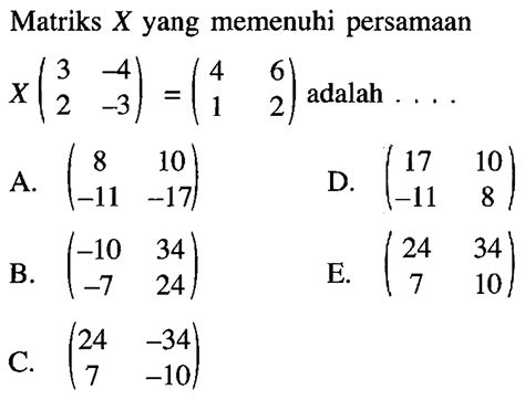 kumpulan contoh soal kesamaan dua matriks matematika kelas 11