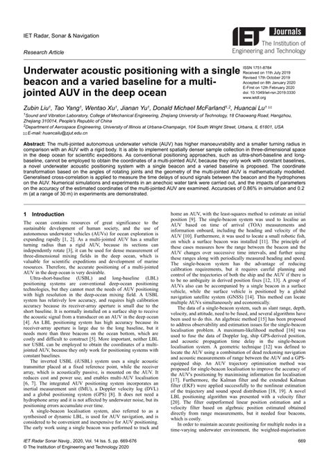 Underwater Acoustic Positioning With A Single Beacon And A Varied Baseline For A Multi Jointed
