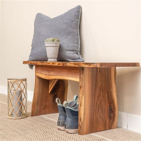 Rustic Red Door Co Live Edge Walnut Wooden Bench Solid Wood Dining