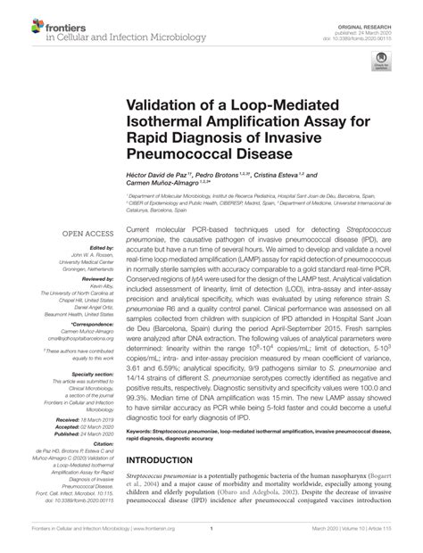 Pdf Validation Of A Loop Mediated Isothermal Amplification Assay For