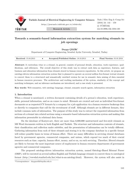 Pdf Towards A Semantic Based Information Extraction System For Matching Resumes To Job Openings
