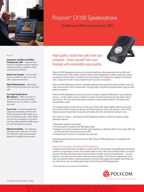 Polycom Cx100 Speakerphone Data Sheet Pdf