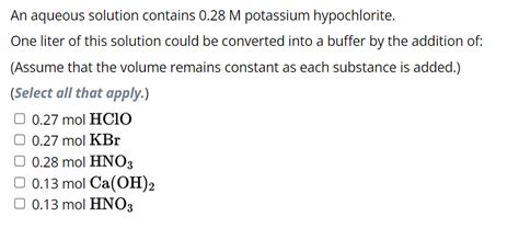 Solved An Aqueous Solution Contains 0 28m Potassium
