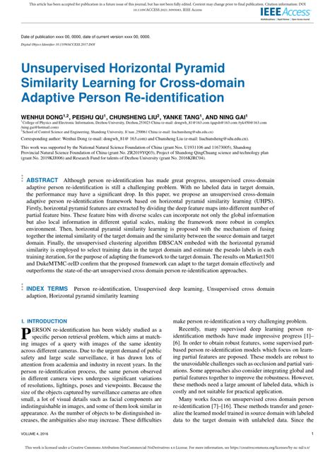 Pdf Unsupervised Horizontal Pyramid Similarity Learning For Cross Domain Adaptive Person Re
