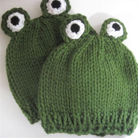 Pattern Knit Frog Hat Etsy
