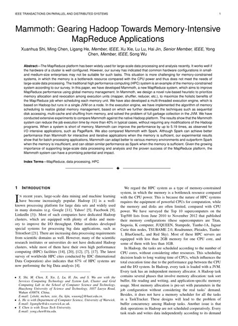 Pdf Mammoth Gearing Hadoop Towards Memory Intensive Mapreduce