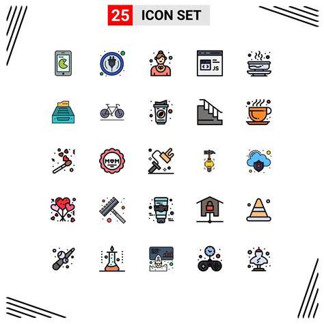 25 Universal Filled Line Flat Color Signs Symbols Of Js Develop