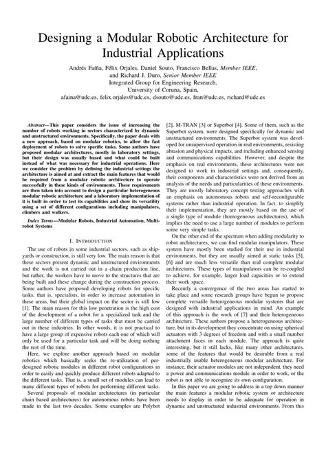 Pdf Designing A Modular Robotic Architecture For Industrial Applications