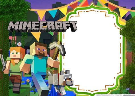 Minecraft Birthday Invitation Background Minecraft Inspired Party