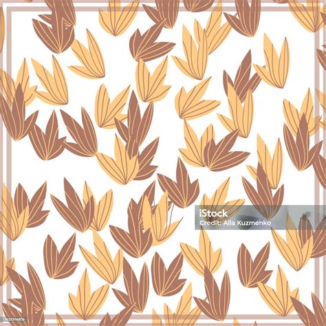 커건 반다나 스카프 손수건 목도리 목스카프 프린트 직물 섬유 실크 제품에 대한 장식과 제곱 패턴 추상 잎이 있는 페이즐리 벡터 플로럴 포크 트레이스 갈색에 대한 스톡 벡터