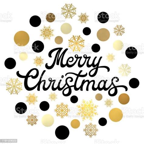 메리 크리스마스 검은 손 글자 비문입니다 패턴 골드와 검은 색 원과 눈송이와 자마 프레임 인사말 카드 템플릿에 대한 겨울 타이포그래피 디자인 글꼴 벡터 그림입니다 12월에
