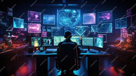 Network Operations Center With Technicians Monitoring Network Traffic Troubleshooting Issues And