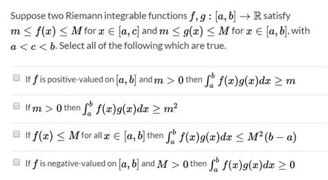 solved suppose two riemann integrable functions f g [a b]