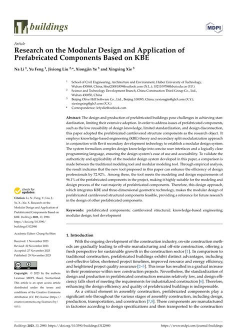 Pdf Research On The Modular Design And Application Of Prefabricated Components Based On Kbe