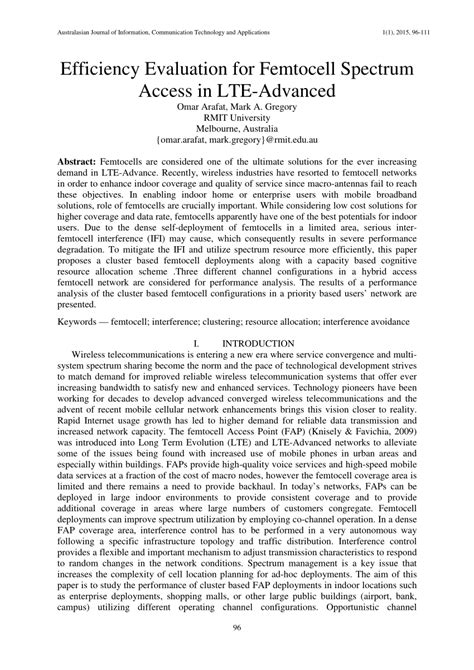 Pdf Efficiency Evaluation For Femtocell Spectrum Access In Lte Advanced