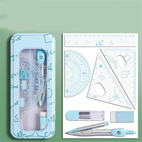 Aoyunhp Protractor And Compass Set Drafting Compasses 7 Pieces Math Geometry Kit Set Geometry