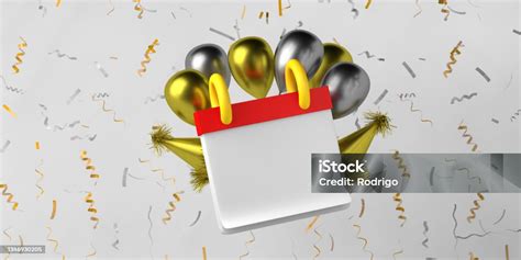 풍선과 색종이와 새해 전야 달력 모형 공간을 복사합니다 3d 일러스트레이션 0명에 대한 스톡 사진 및 기타 이미지 0명 공란 낮 Istock