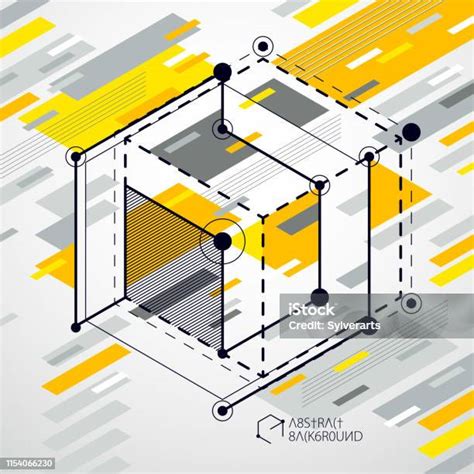 브로셔 전단지 포스터 광고 표지 및 벡터 추상 현대 배경을 위한 템플릿 3d 노란색 디자인 레이아웃 큐브 육각형 사각형 사각형 및 다른 추상 요소의 구성 0명에 대한 스톡