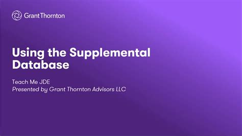 How To Use The Supplemental Database In Jd Edwards Jde Development