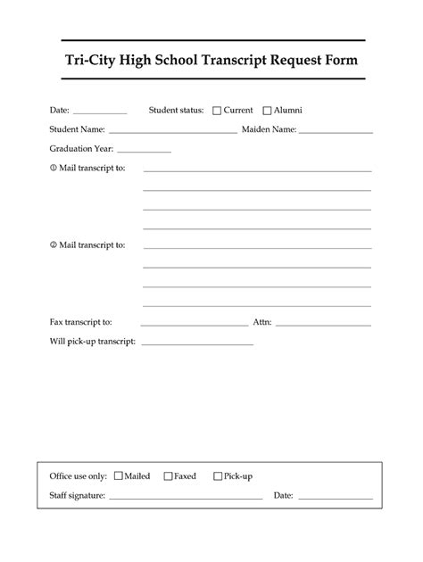 Fillable Online Tri City High Babe Transcript Request Form Fax Email Print PdfFiller
