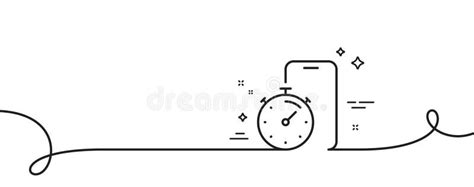 timer app line icon stopwatch time sign continuous line with curl