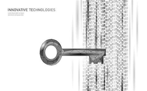 Premium Vector Cyber Safety Key On Data Mass Internet Security Lock Information Privacy Low