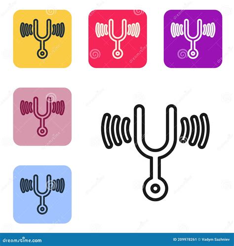 Black Line Musical Tuning Fork For Tuning Musical Instruments Icon Isolated On White Background