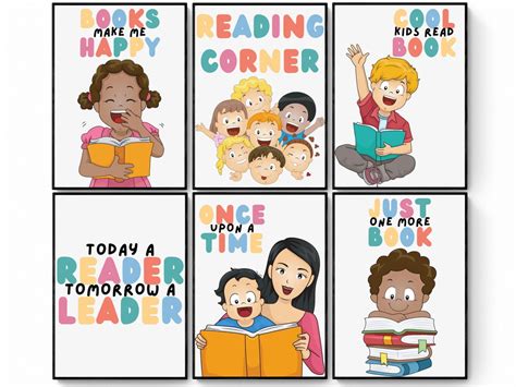 Reading Corner Printable Set Of 6 Quote Playroom Classroom Decor
