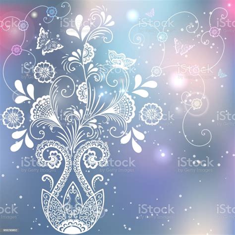 멘디 장식의 벡터 그림입니다 전통적인 인도 스타일 헤나 문신 스티커 멘디와 요가 디자인 장식 꽃 요소 카드과 인쇄 꽃 벡터 일러스트 레이 션을 추상화 합니다 0명에 대한