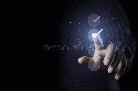 Checklist Online Documentation Data Management Businessman Hand Point To Tick Correct Sign Mark